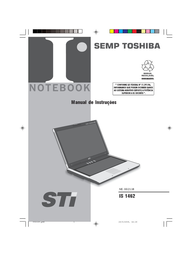 Manual Do Notebook Semp Toshiba | USB | Teclado de Computador