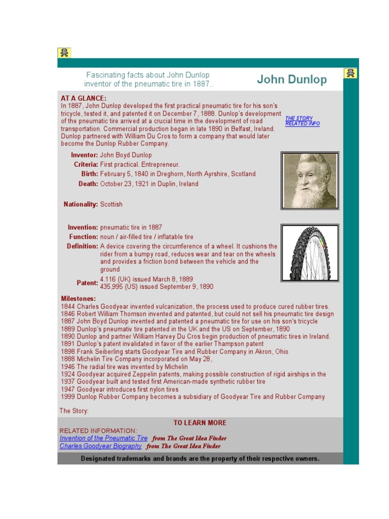 John Dunlop: Fascinating Facts About John Dunlop Inventor of The ...