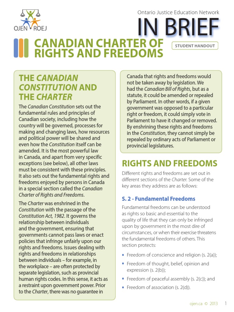 canadian charter of rights and freedoms | Constitution | Civil Rights ...