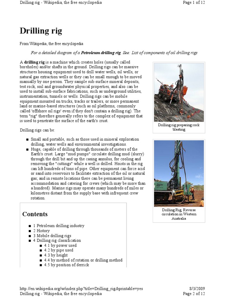 Introduction of Drilling Rig in Oil & Gas Indutry - Wikipedia | PDF ...