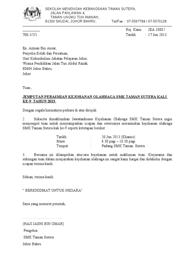 Surat Perasmian 2013 | PDF