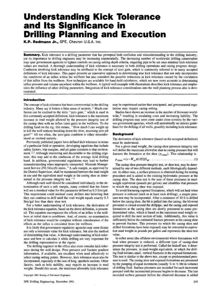 Understanding Kick Tolerance and Its Significance in Drilling Planning ...