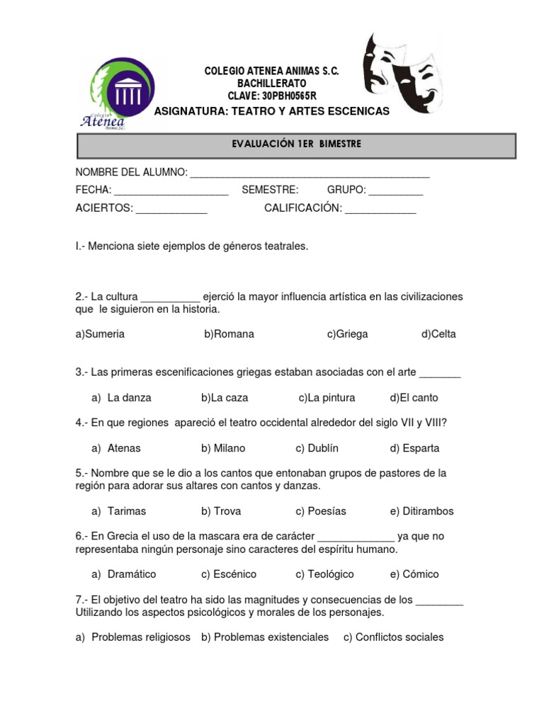 EXAMEN Teatro | PDF | Teatro | Renacimiento