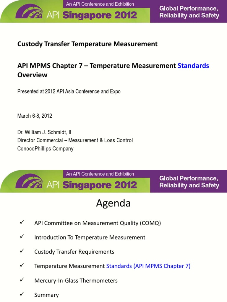 Custody Transfer Temperature Measurement API MPMS Ch. 7 | PDF | Thermometer | Calibration
