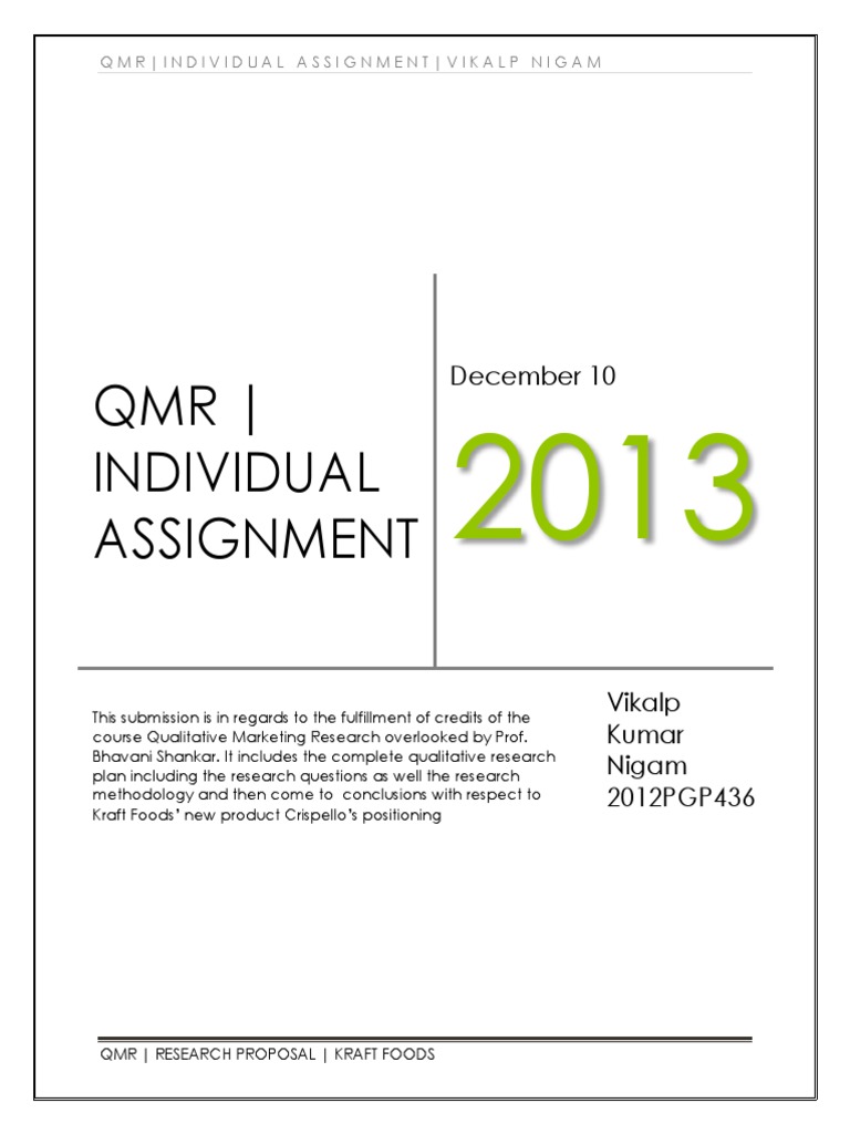 QMR - Individual Assignment: December 10 | Download Free PDF | Focus Group | Kraft Foods Inc