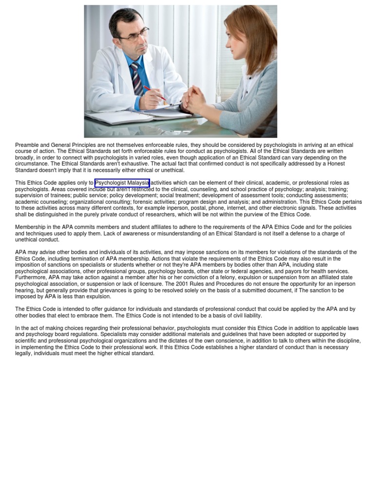 Ethical Principles for Psychologists | PDF | American Psychological ...