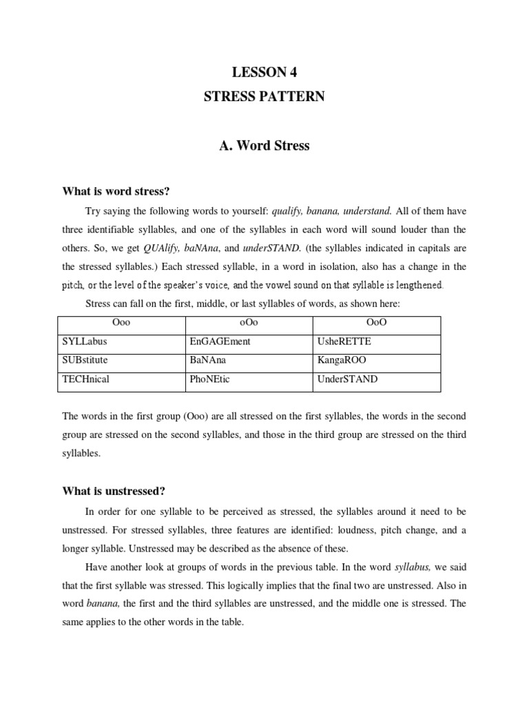 Stress and Intonation in English | PDF | Stress (Linguistics) | Syllable