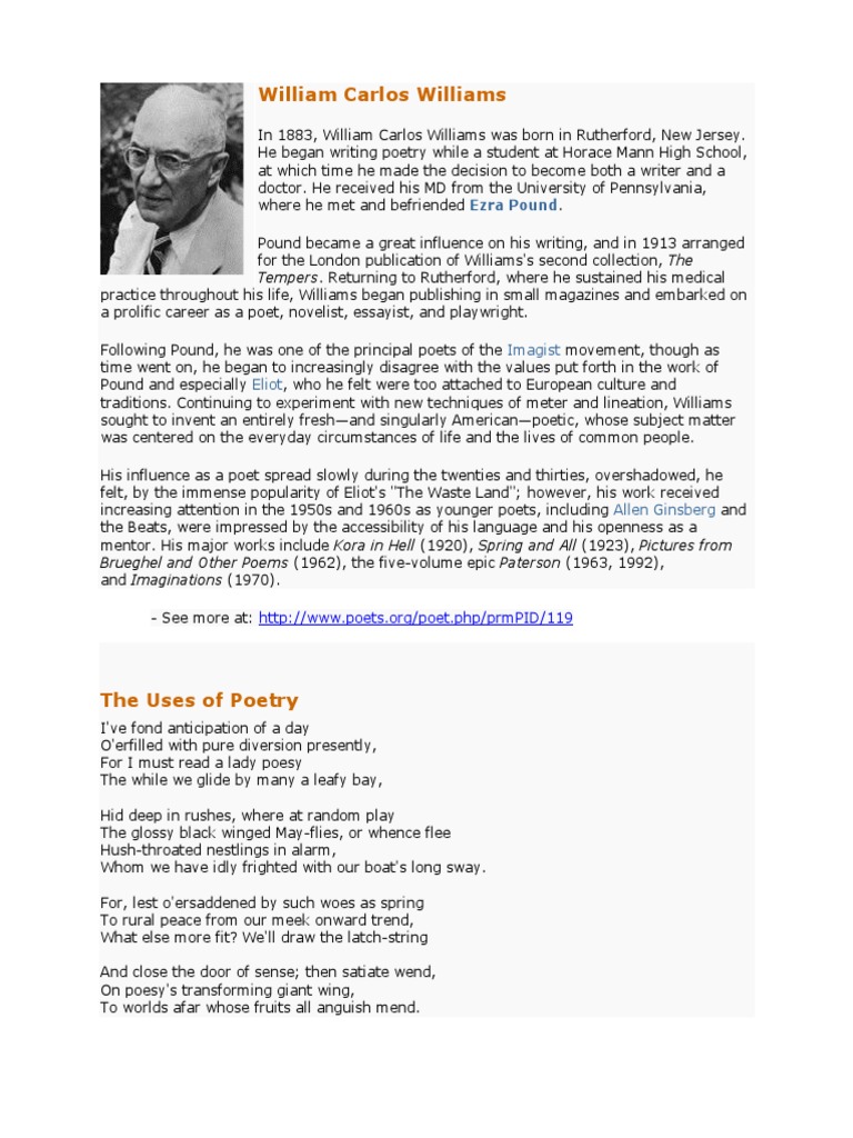 William Carlos Williams Poems | PDF | Poetry | Arts (General)