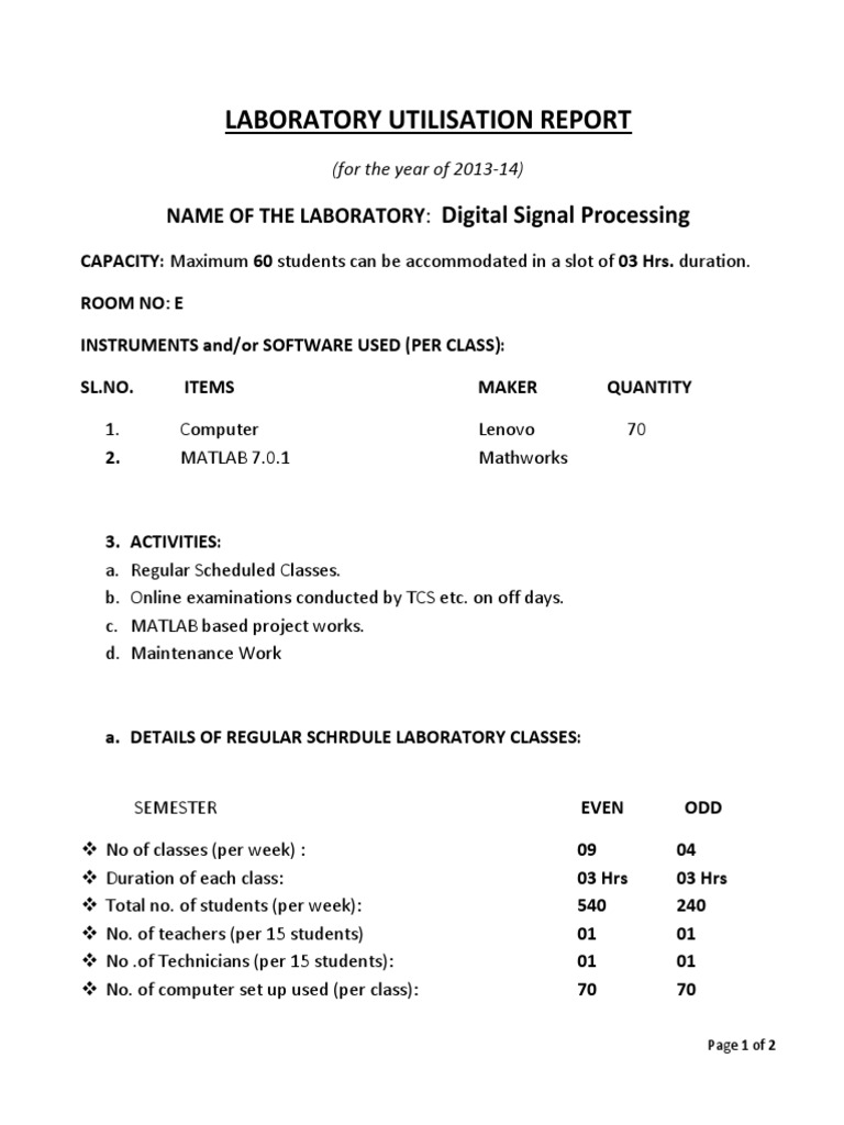 Laboratory Utilisation Report: Digital Signal Processing | PDF
