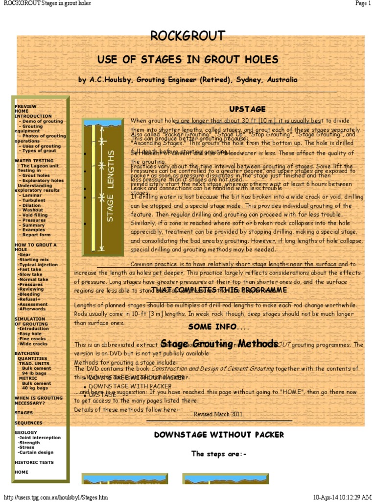 ROCKGROUT Stages in Grout Holes | PDF | Drilling | Pressure