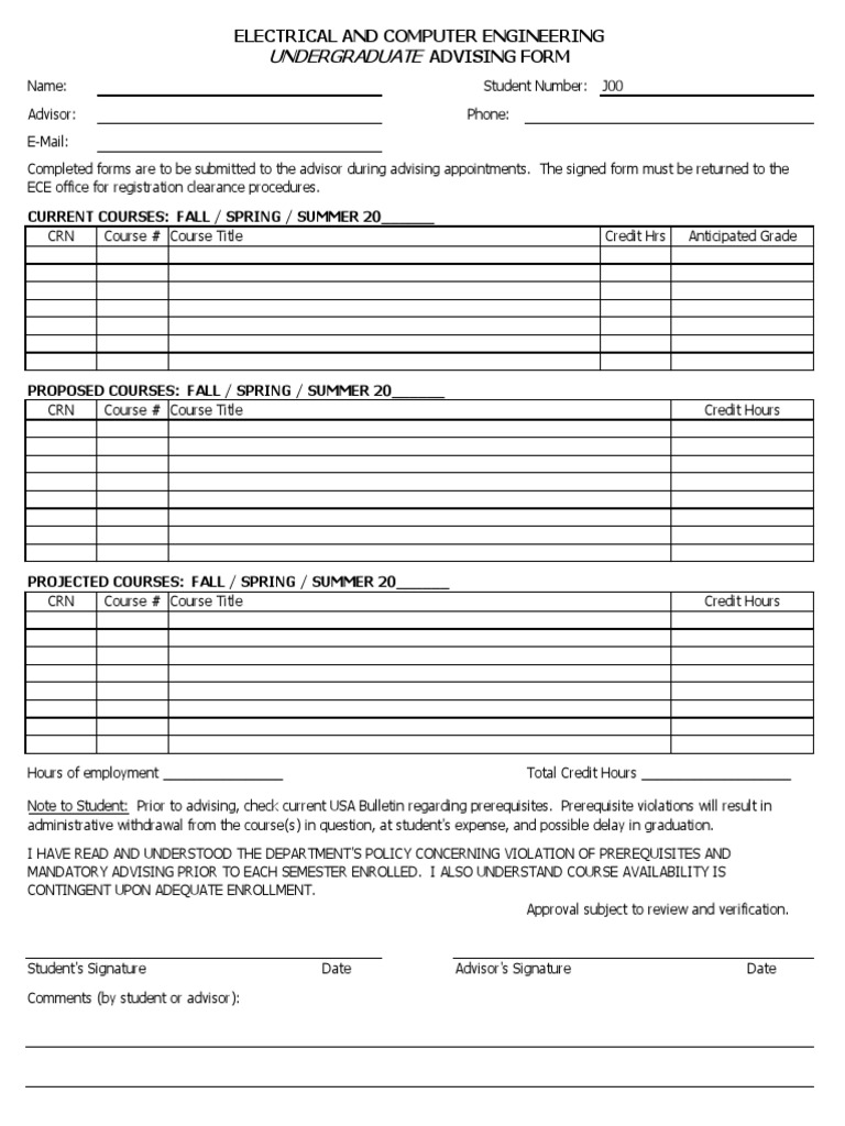 Undergrad Advising Form | PDF