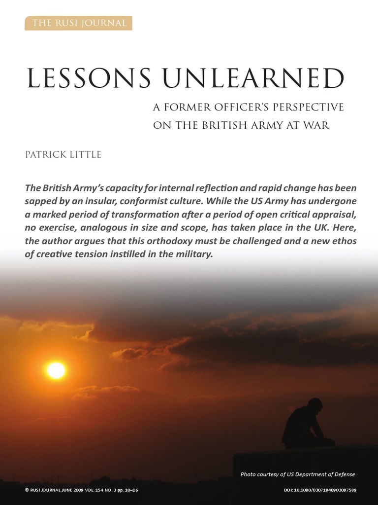 Lessons Unlearned: A Former Officer's Perspective On The British Army ...