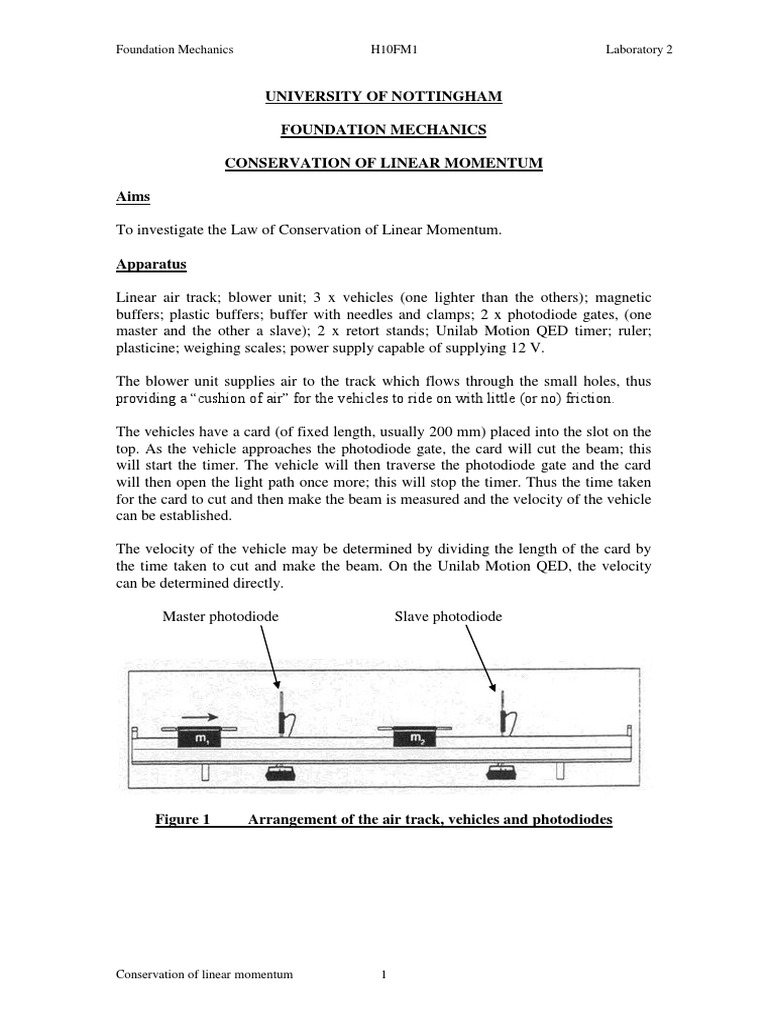 Linear Air Experiment Pdf Collision Momentum