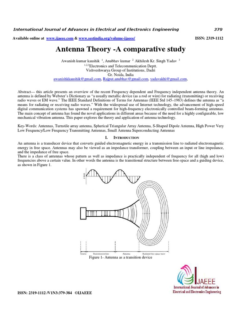 Antenna Theory - A Comparative Study PDF | PDF | Antenna (Radio ...