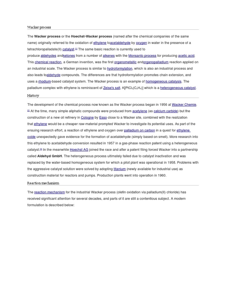 Wacker Process | PDF | Chemical Compounds | Industrial Processes