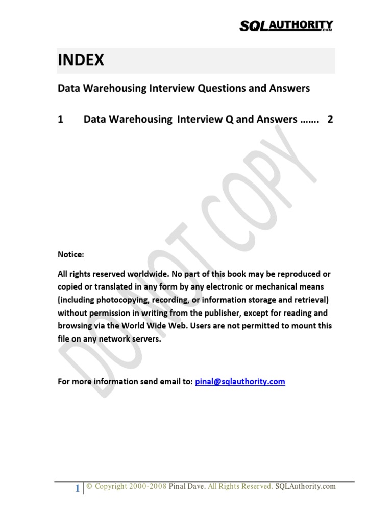 Data Warehousing Interview Questions Answers | PDF | Data Warehouse ...