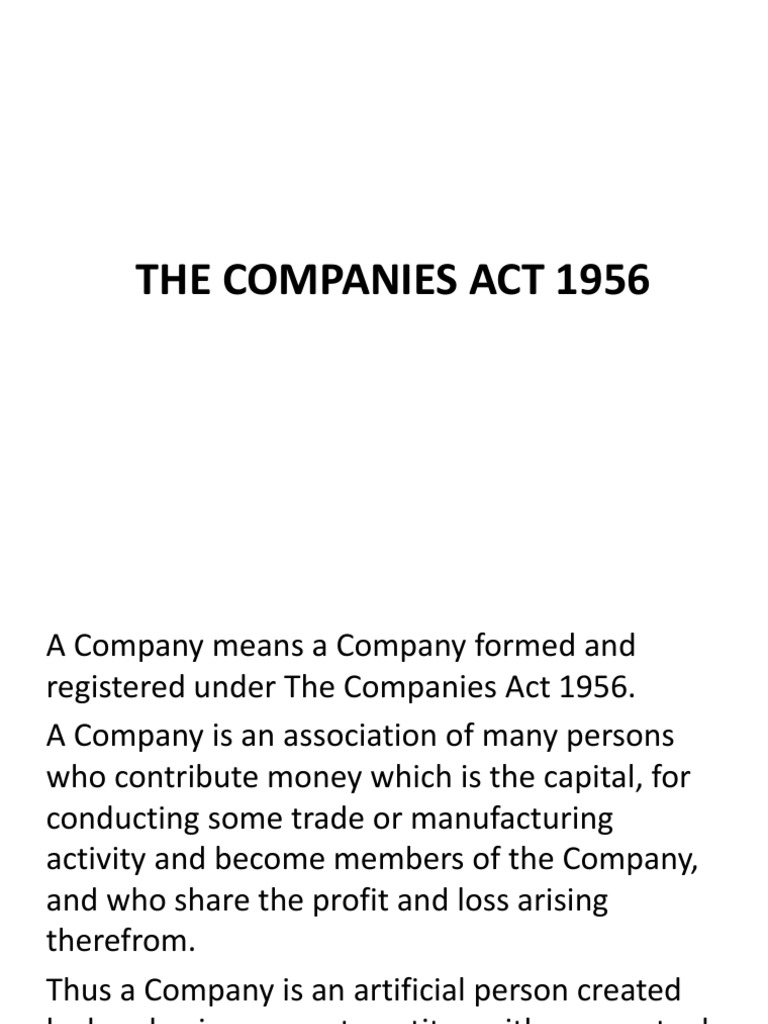 Overview of Companies Act 1956 | PDF | Liquidation | Partnership