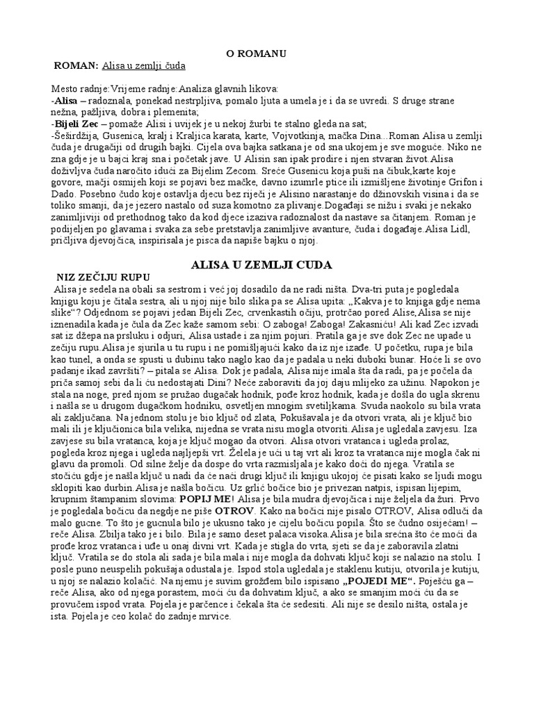 Alisa U Zemlji Cuda-Prepricano | PDF