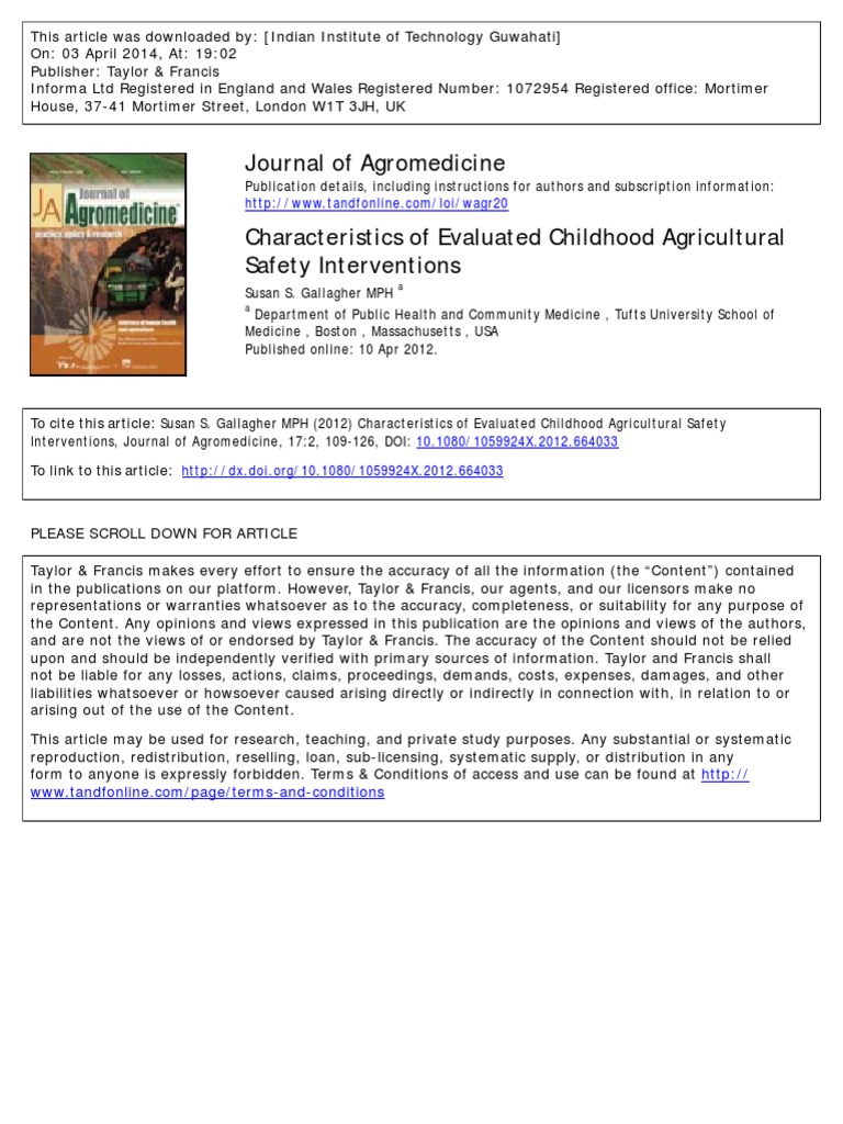 Journal of Agromedicine | PDF | Self-Improvement