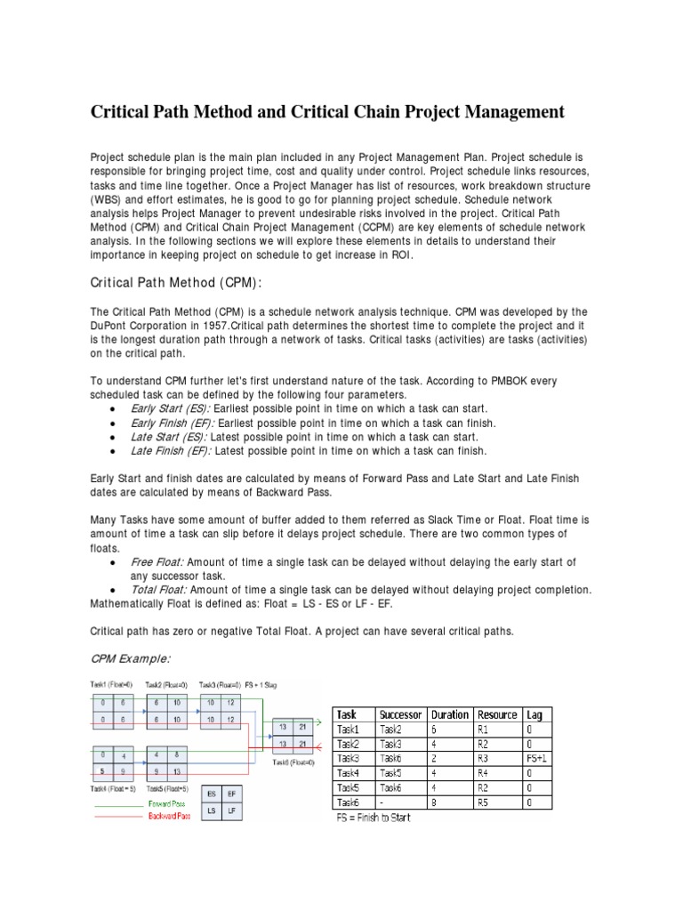 Critical Path Method and Critical Chain Project Management | PDF ...