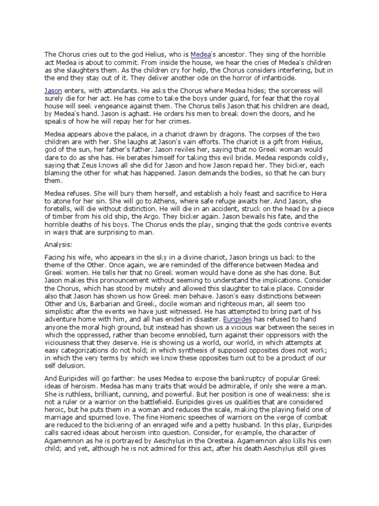 Medea Summary and Analysis | PDF | Jason | Euripides