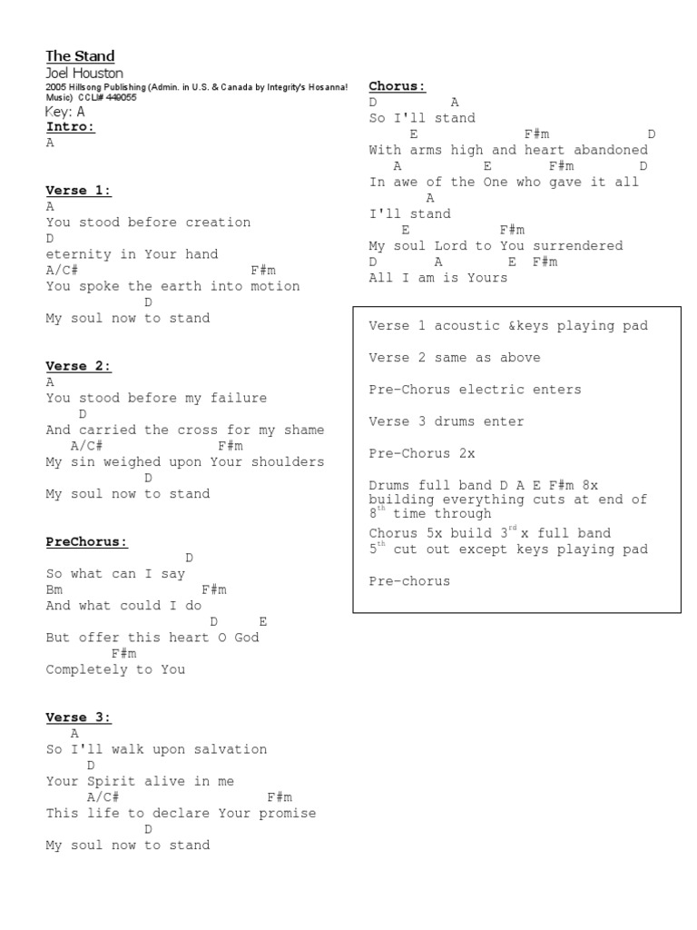 "The Stand - Hillsong Worship Lyrics" | PDF
