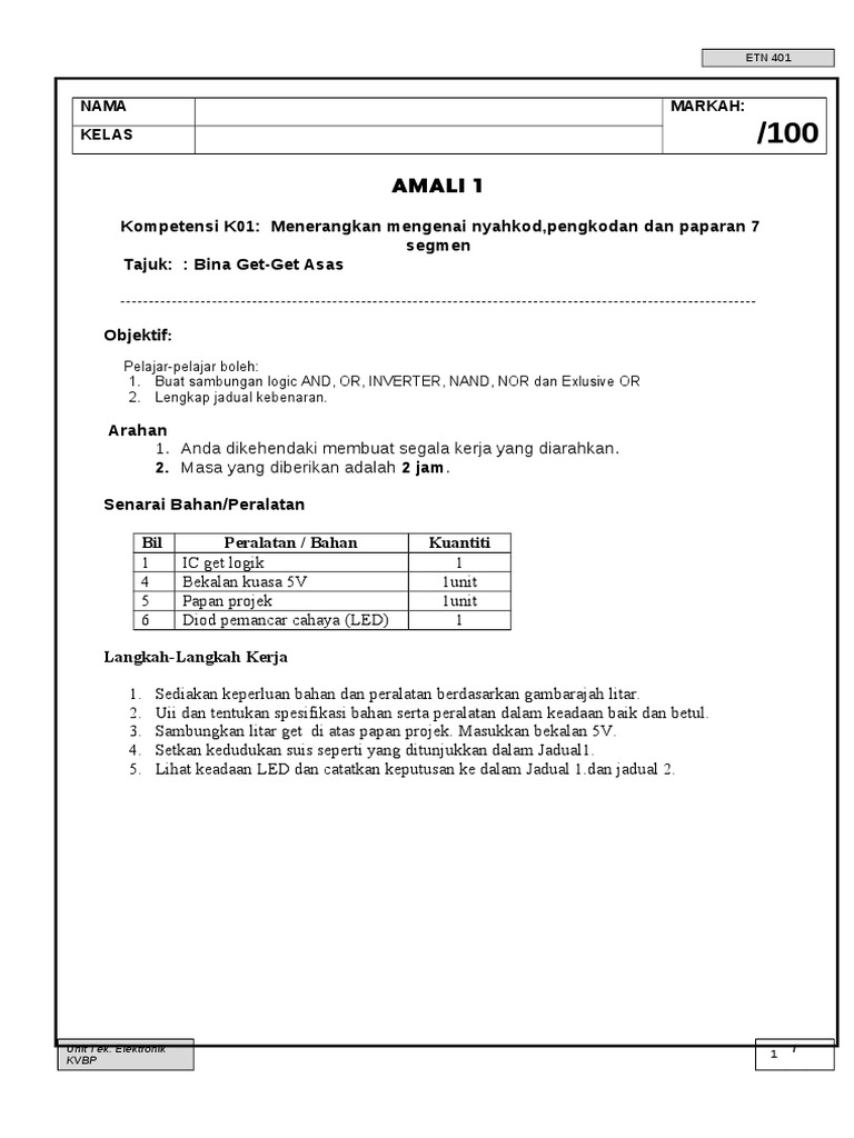 Amali 1 (Get Logik Asas) | PDF