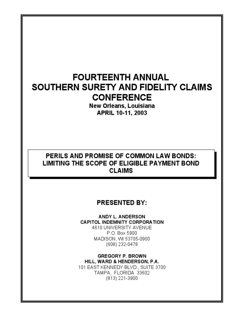 Common Law Bonds | PDF | Surety Bond | Common Law