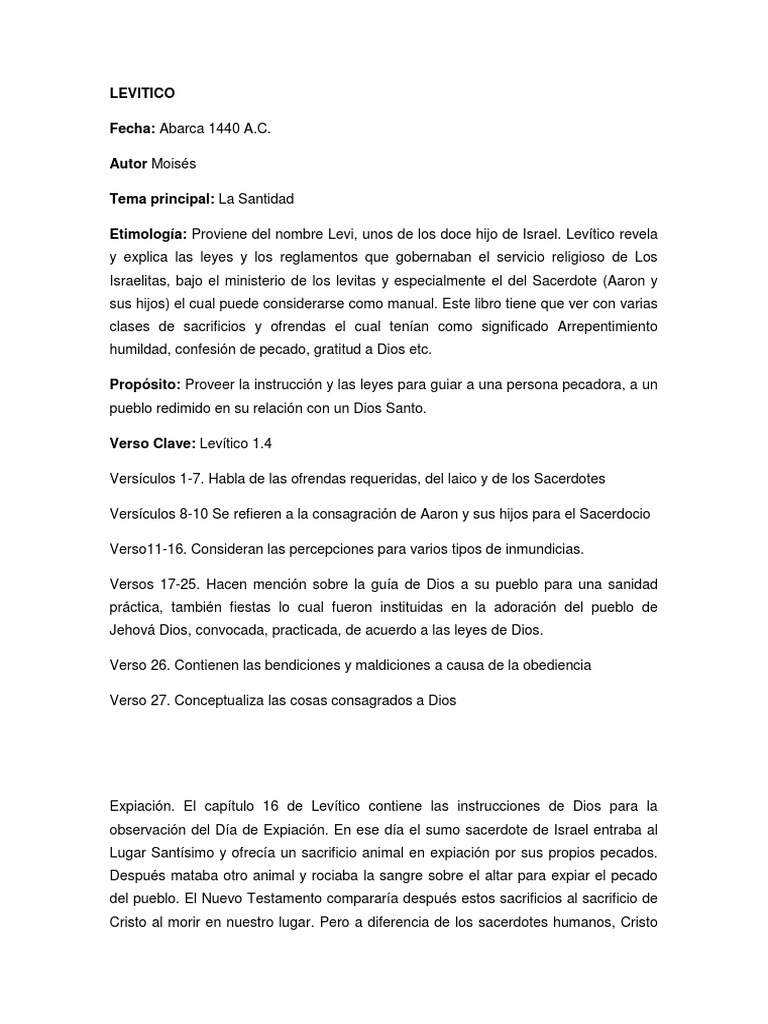 Levi Tico | PDF | Libro de levítico | Expiación en el cristianismo
