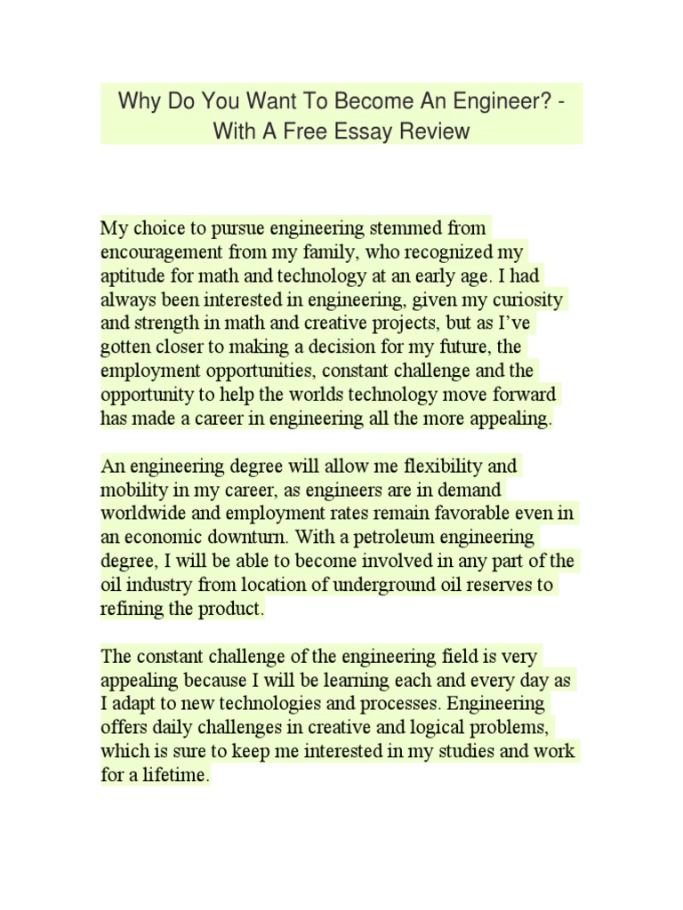Why Do You Want To Become An Engineer | PDF | Engineering | Petroleum