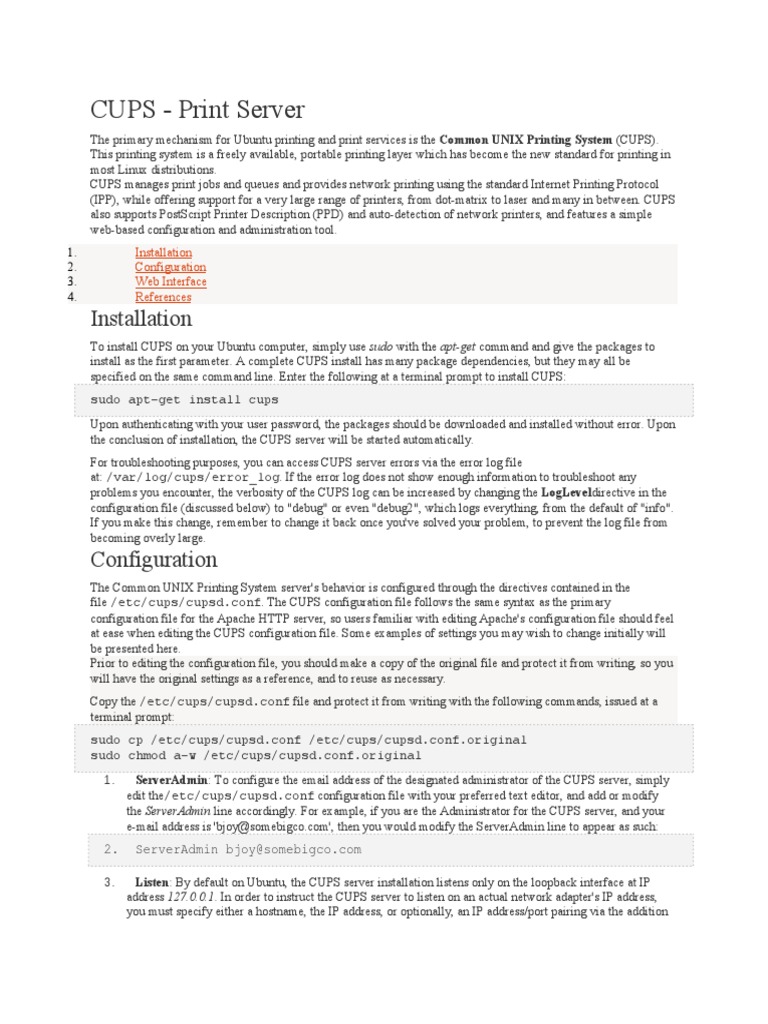 CUPS - Print Server: Installation | PDF | Sudo | Computer Data