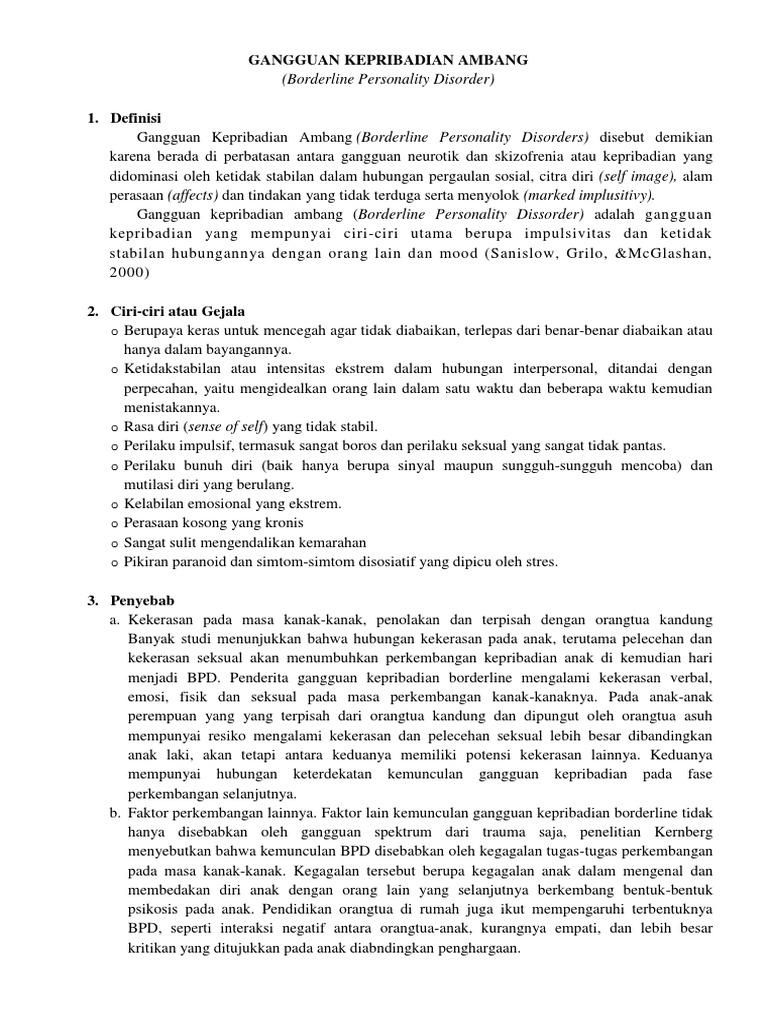Gangguan Kepribadian Ambang | PDF