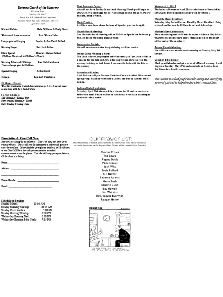 Rav Naz Bulletin! | PDF | Eucharist | Religious Behaviour And Experience