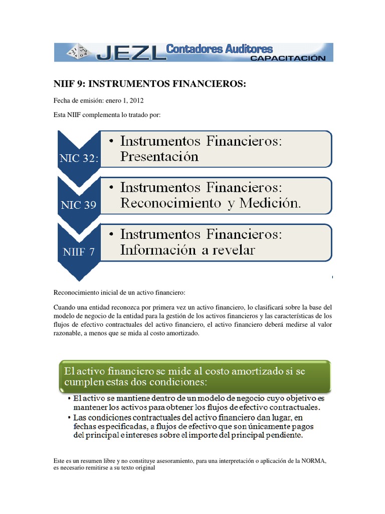 NIIF 9 Resumen | PDF | Negocios | Derecho