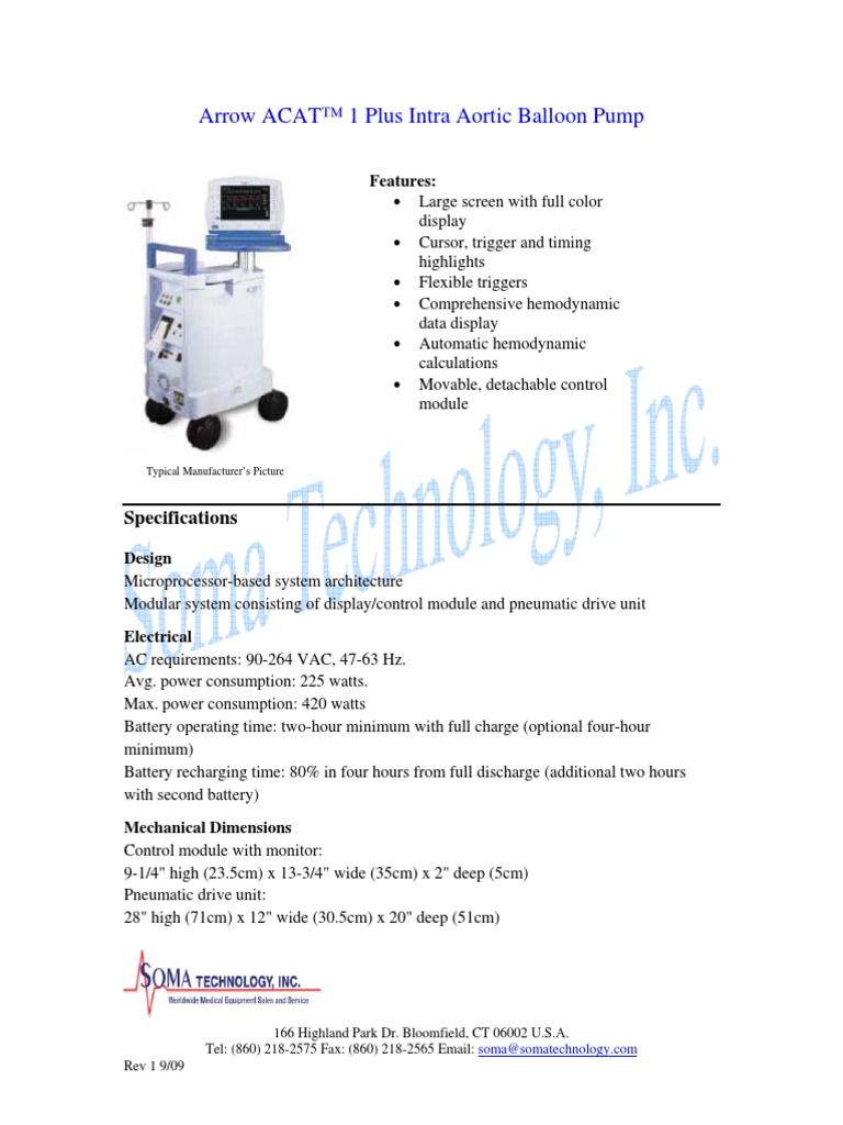 Arrow Acat 1 Intra Aortic Pump | PDF | Pulse | Electrocardiography