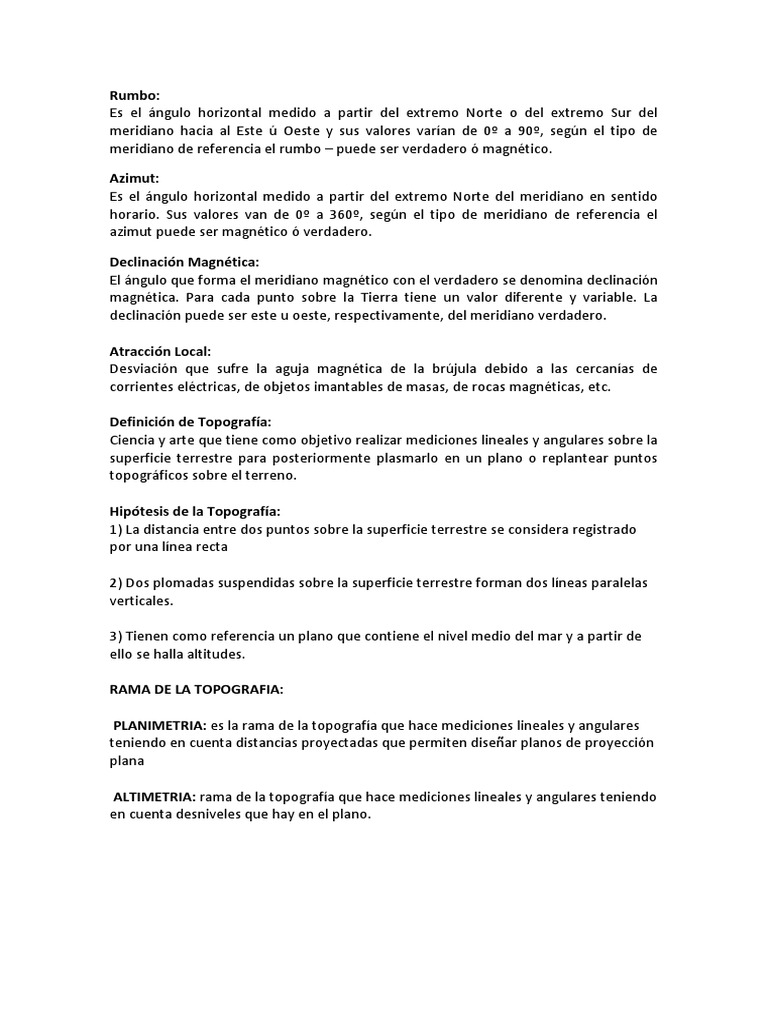 Medición Topográfica con Brújula y Azimut | PDF | Azimut | Brújula