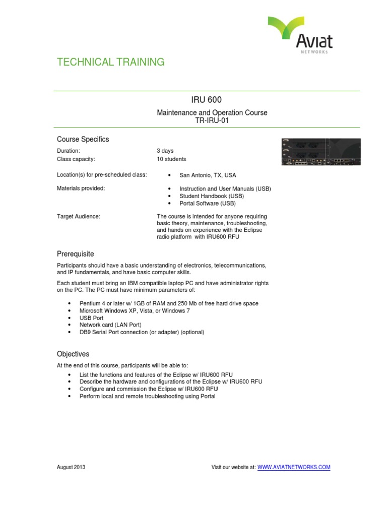 TR-IRU-01 - IRU-600 Maintenance and Operations | PDF | Personal ...