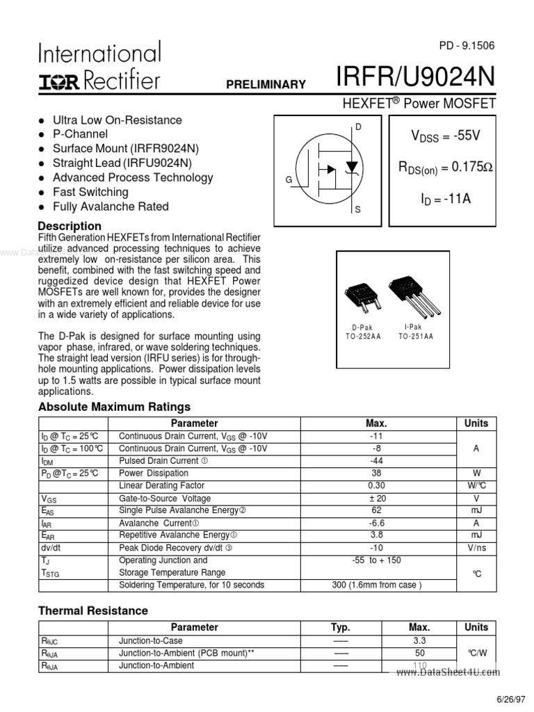 U9024N | PDF | Field Effect Transistor | Diode