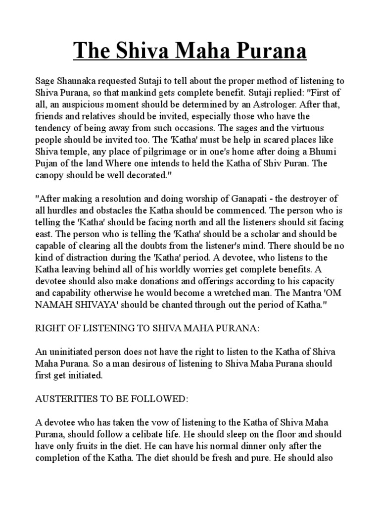 Shiva Purana English | PDF | Shiva | Puranas