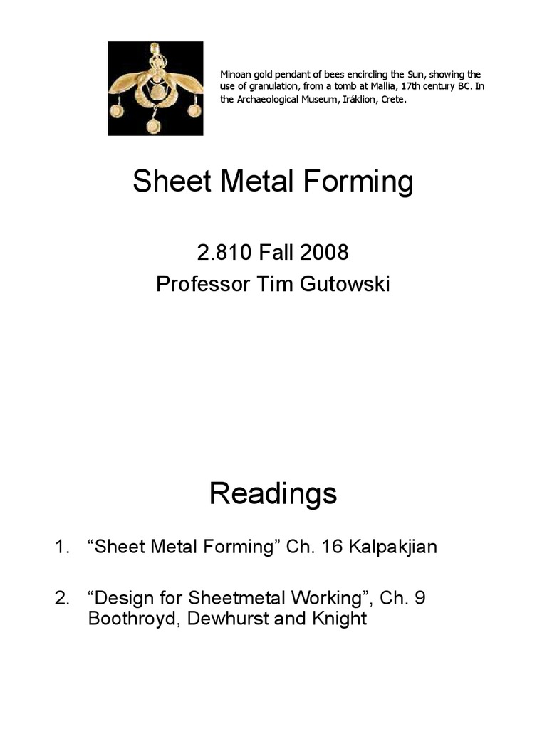Sheet Metal Forming Techniques Overview | PDF