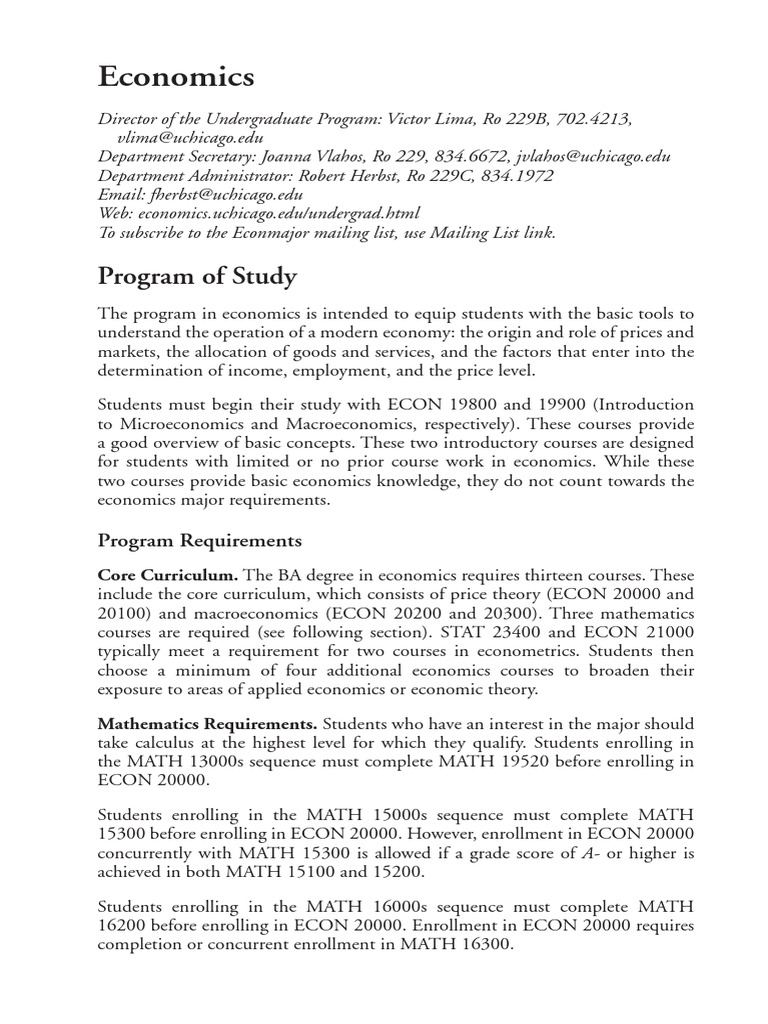 UChicago Econs Information | PDF | Economics | Macroeconomics