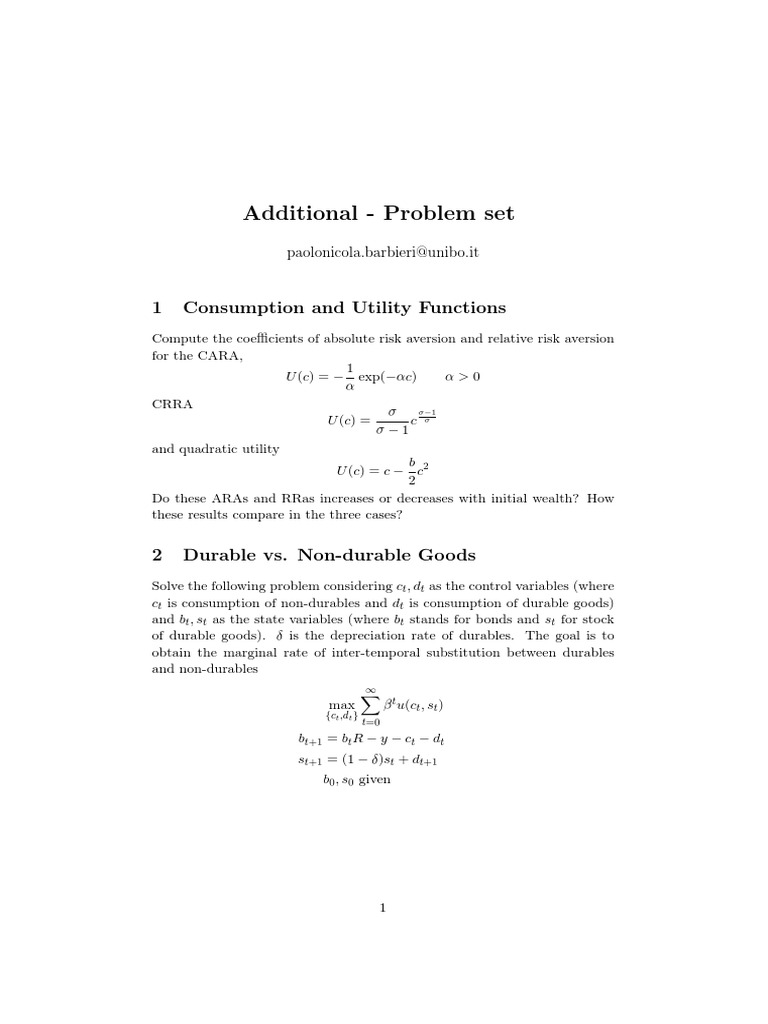 Economics - Exercise With Bellman Equation | PDF | Labour Economics | Mathematical Optimization
