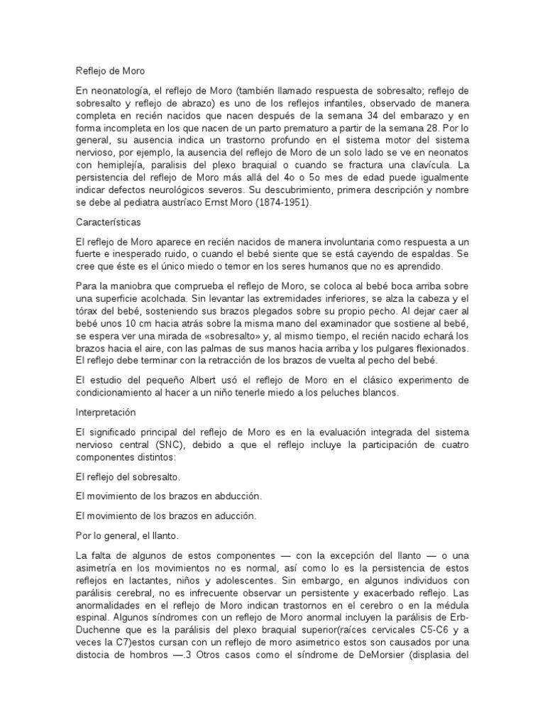 Reflejo de Moro | PDF | Salud infantil | Reflejos