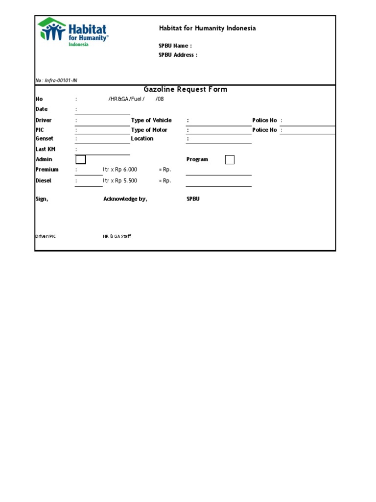 Fuel Request Form Template | PDF