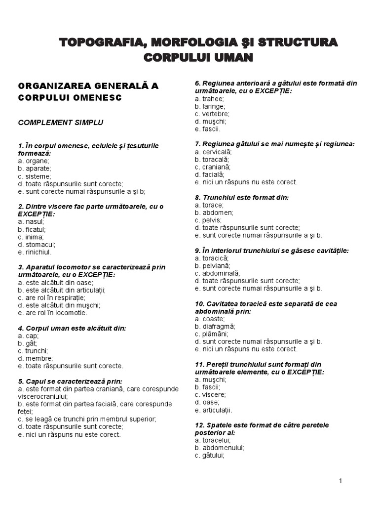 Topografia Morfologia Si Structura Corpului Uman | PDF