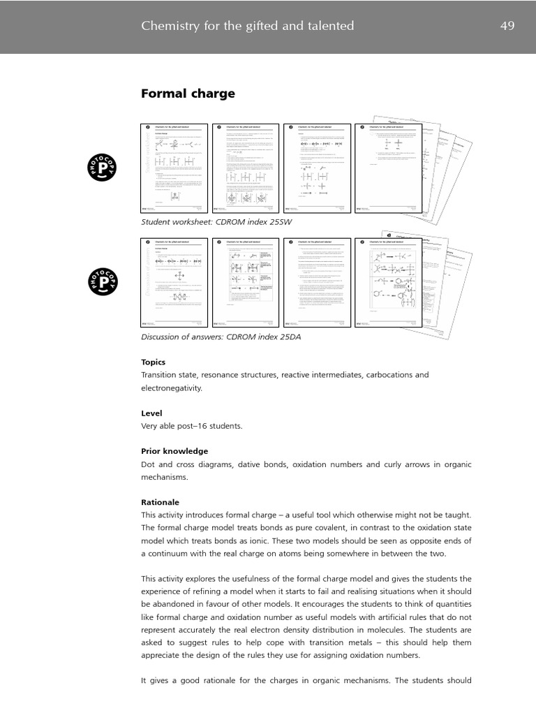 Formal charge worksheet for gifted chemistry students | PDF | Ion ...