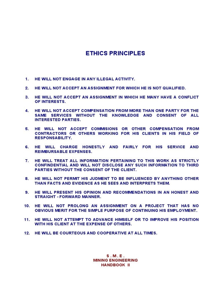 Ethical Guidelines for Mining Engineers | PDF