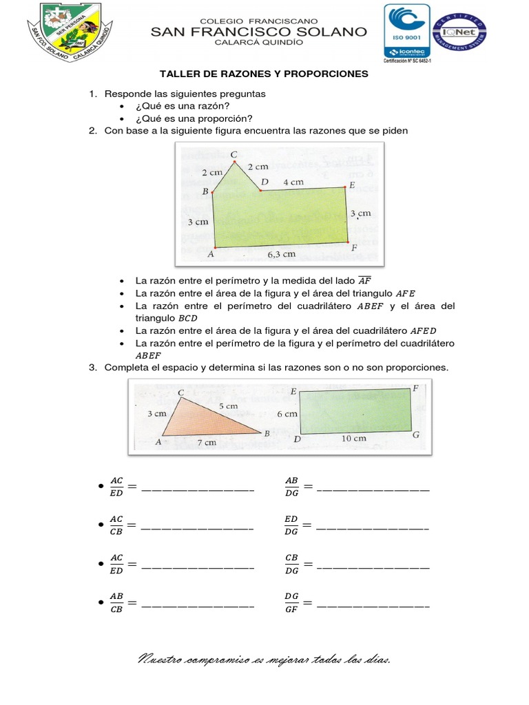 Taller de Razones y Proporciones | PDF | Crecimiento personal y ...
