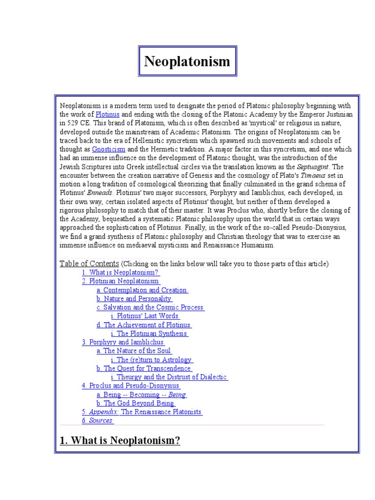 Neoplatonism | PDF | Neoplatonism | Platonism