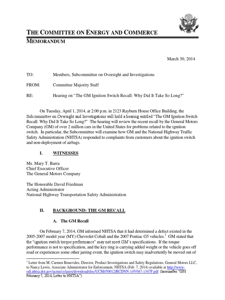 GM Document 1 | PDF | General Motors | National Highway Traffic Safety ...